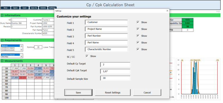 Cp/Cpk Capability Excel Free Template - Download